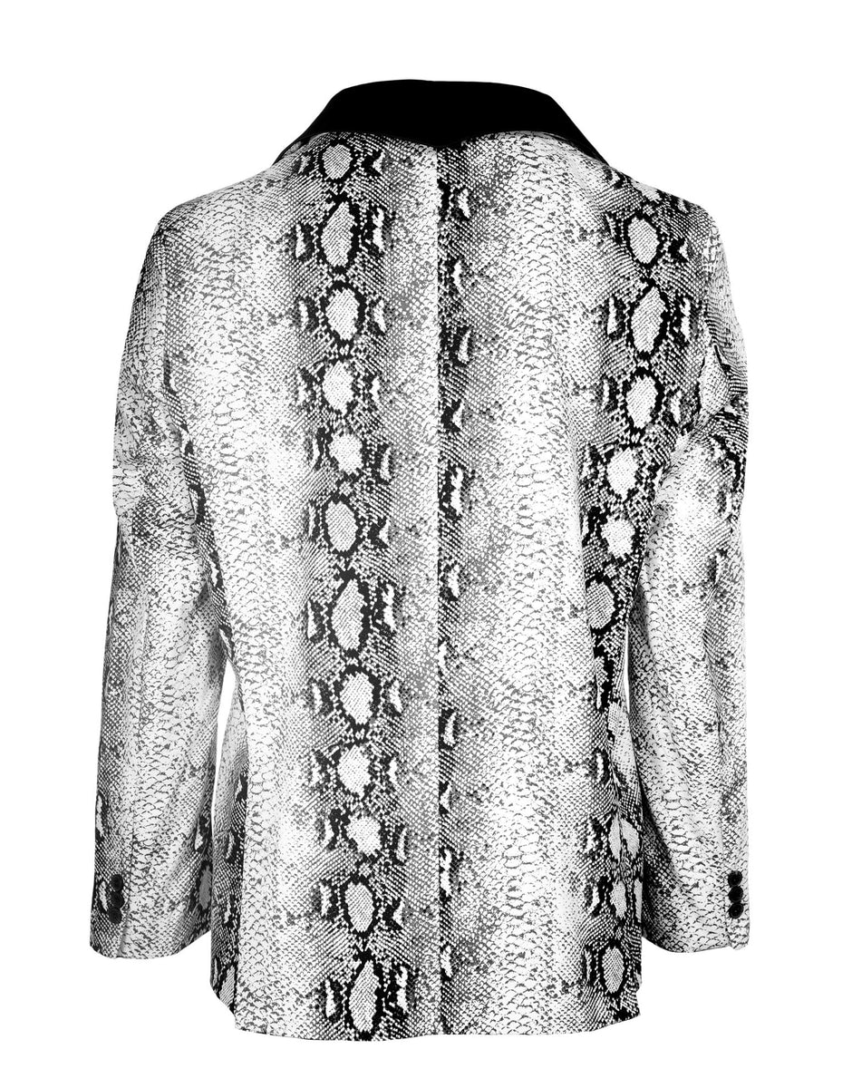 Men's Faux Snakeskin Blazer in White/Black by Rock Roll n Soul