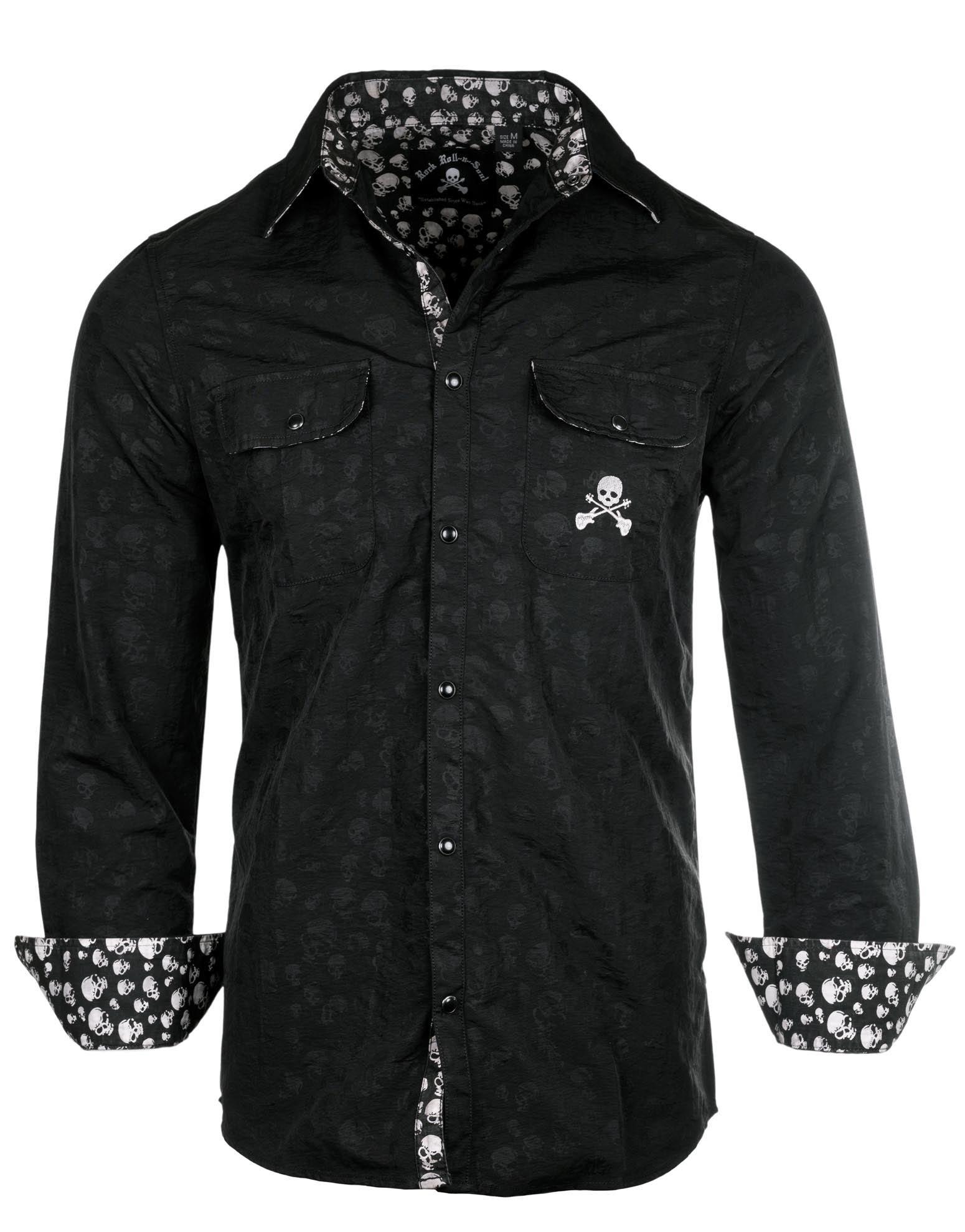 Mens LS Button Up Skull Shirt | Reckless Life by Rock Roll n Soul