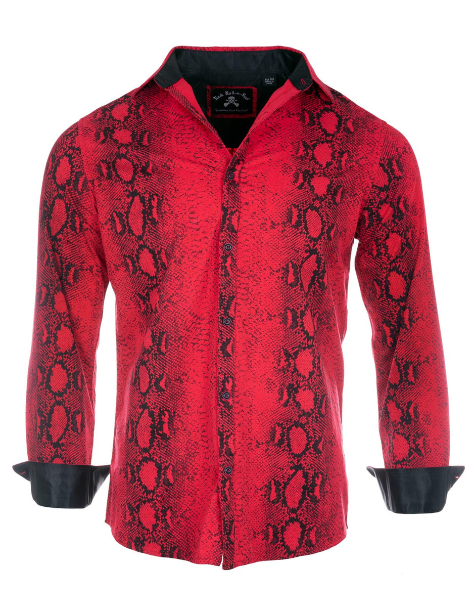 Men's LS Faux Snake Fashion Shirt | Snakebite Red Rock Roll n Soul