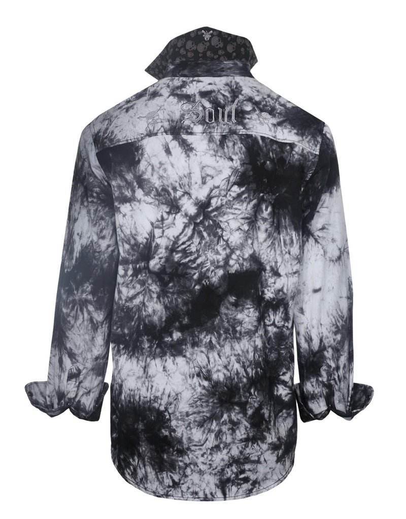 Men's LS Skull Tye Dye Button Up Shirt | Whiskey Bent Rock Roll n Soul