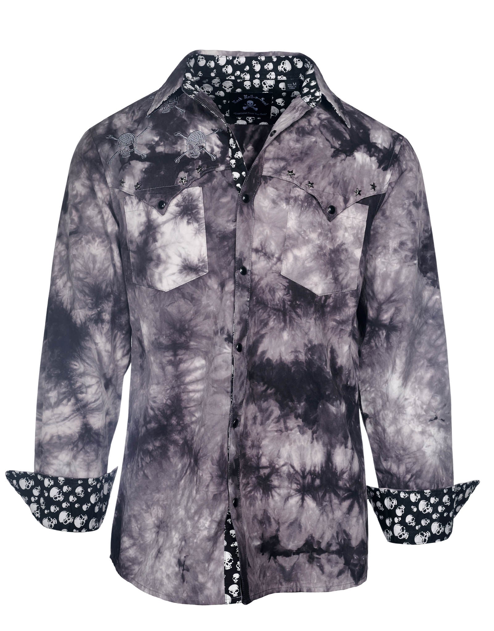 Men's LS Skull Tye Dye Button Up Shirt | Dreamer by Rock Roll n Soul