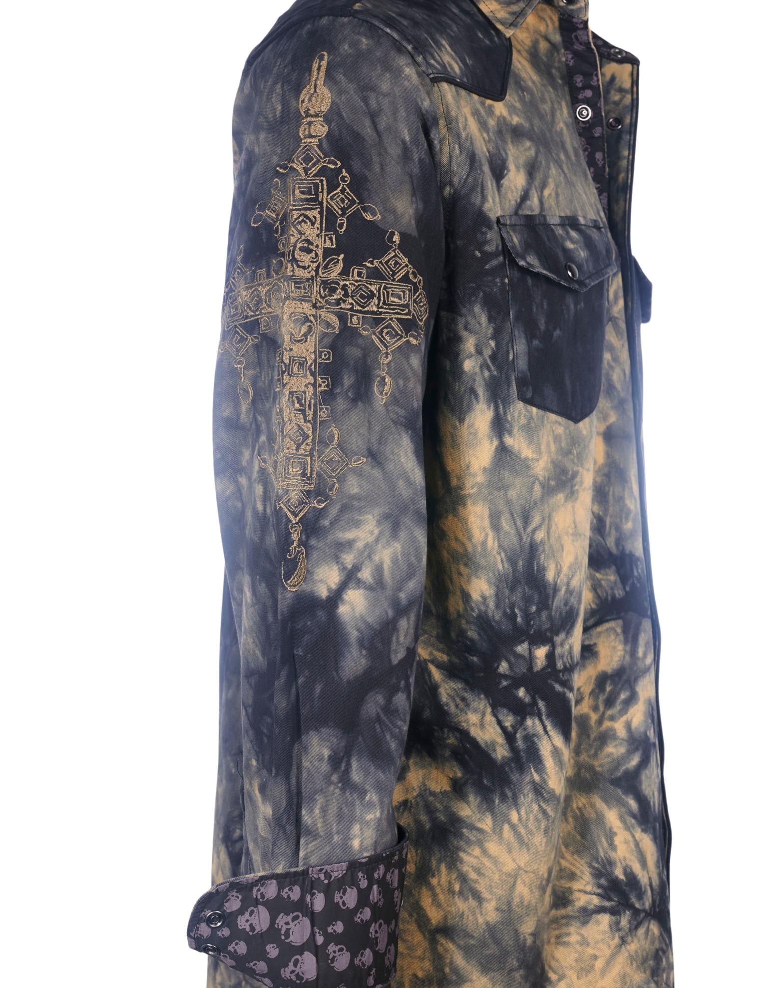 Men's LS Tye Dye Button Up Shirt | Nightrain by Rock Roll n Soul
