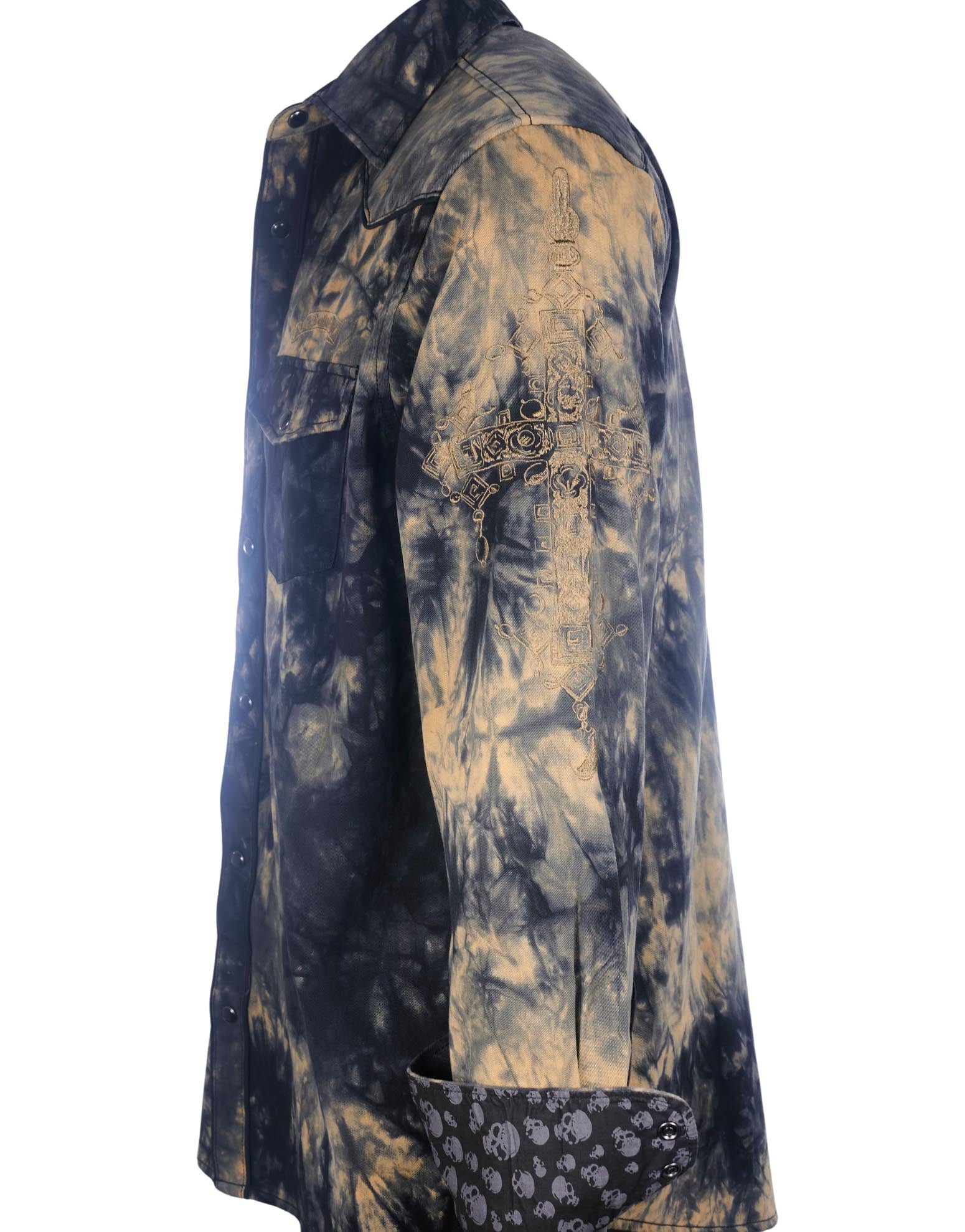 Men's LS Tye Dye Button Up Shirt | Nightrain by Rock Roll n Soul