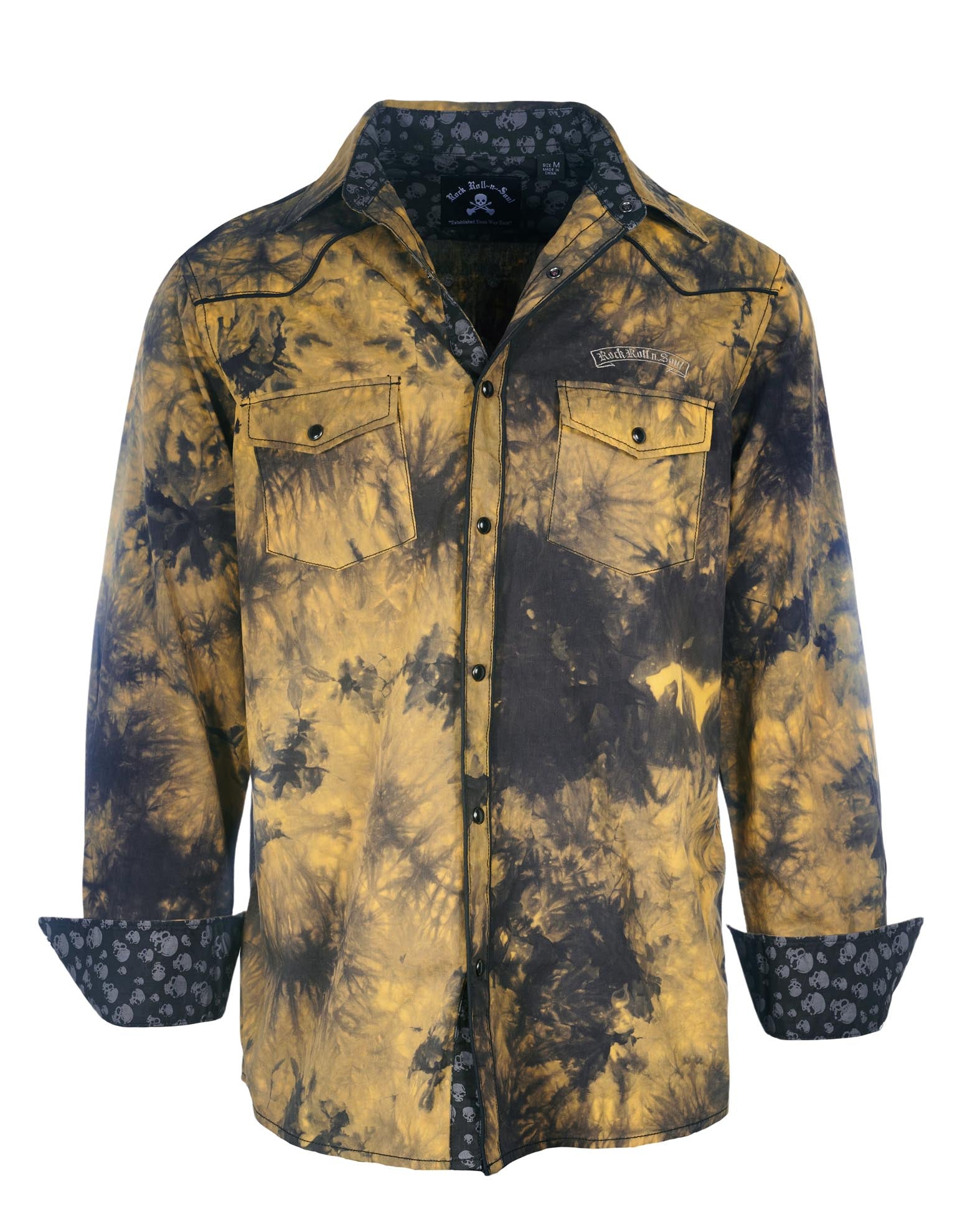 Men's LS Tye Dye Button Up Shirt | Out Ta Get Me by Rock Roll n Soul