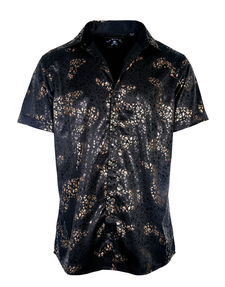 Men's SS Metallic Fashion Shirt | Interstate in Black Rock Roll n Soul