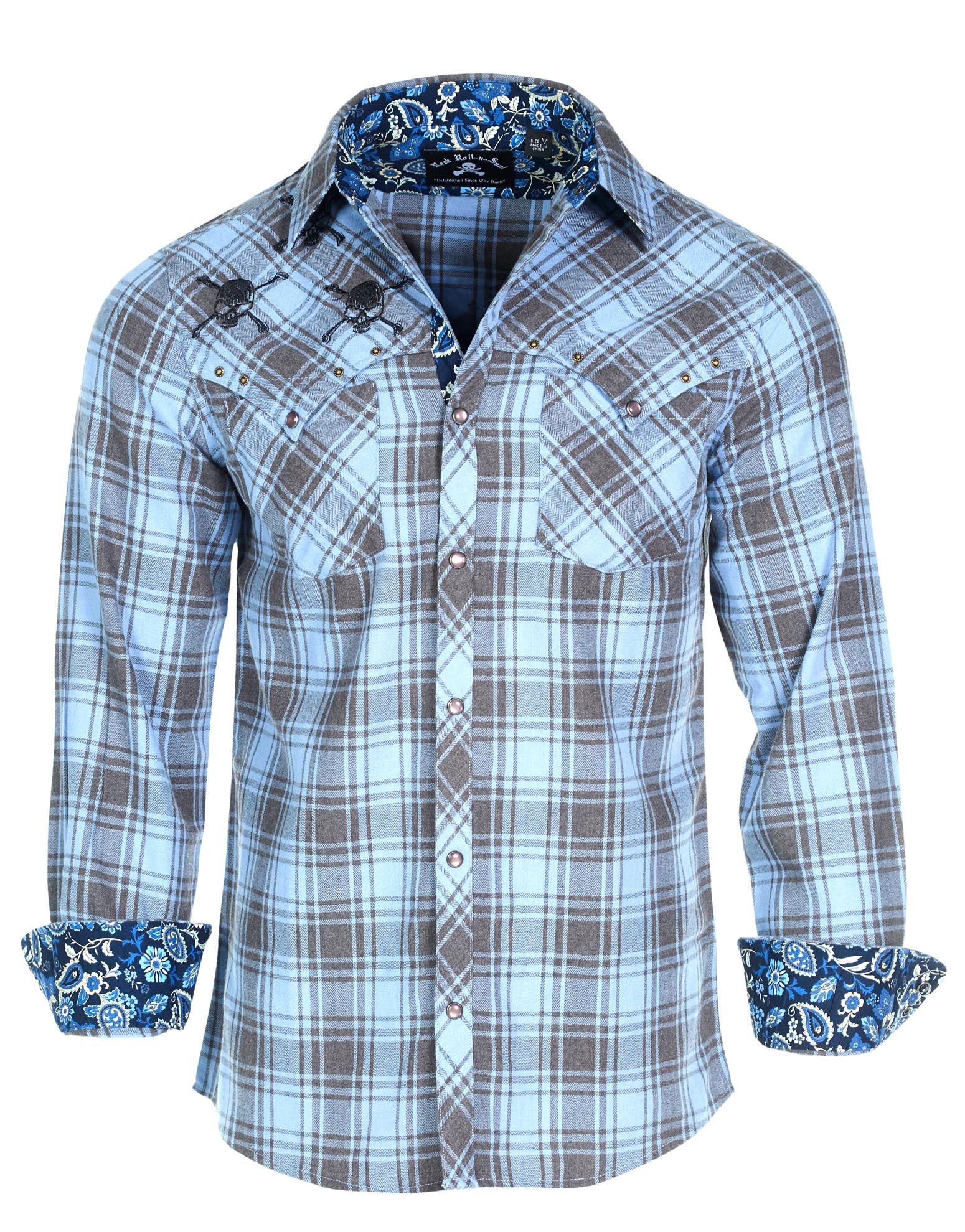 Men's Skull Flannel Shirt | Master of Puppets Blue by Rock Roll n Soul