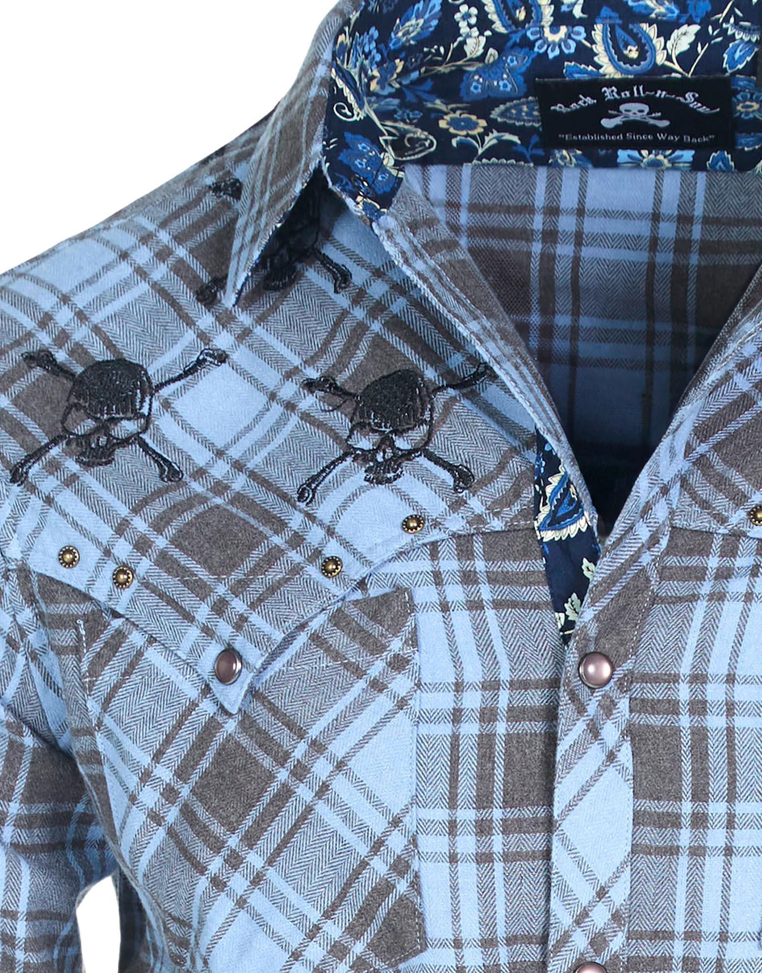 Men's Skull Flannel Shirt | Master of Puppets Blue by Rock Roll n Soul